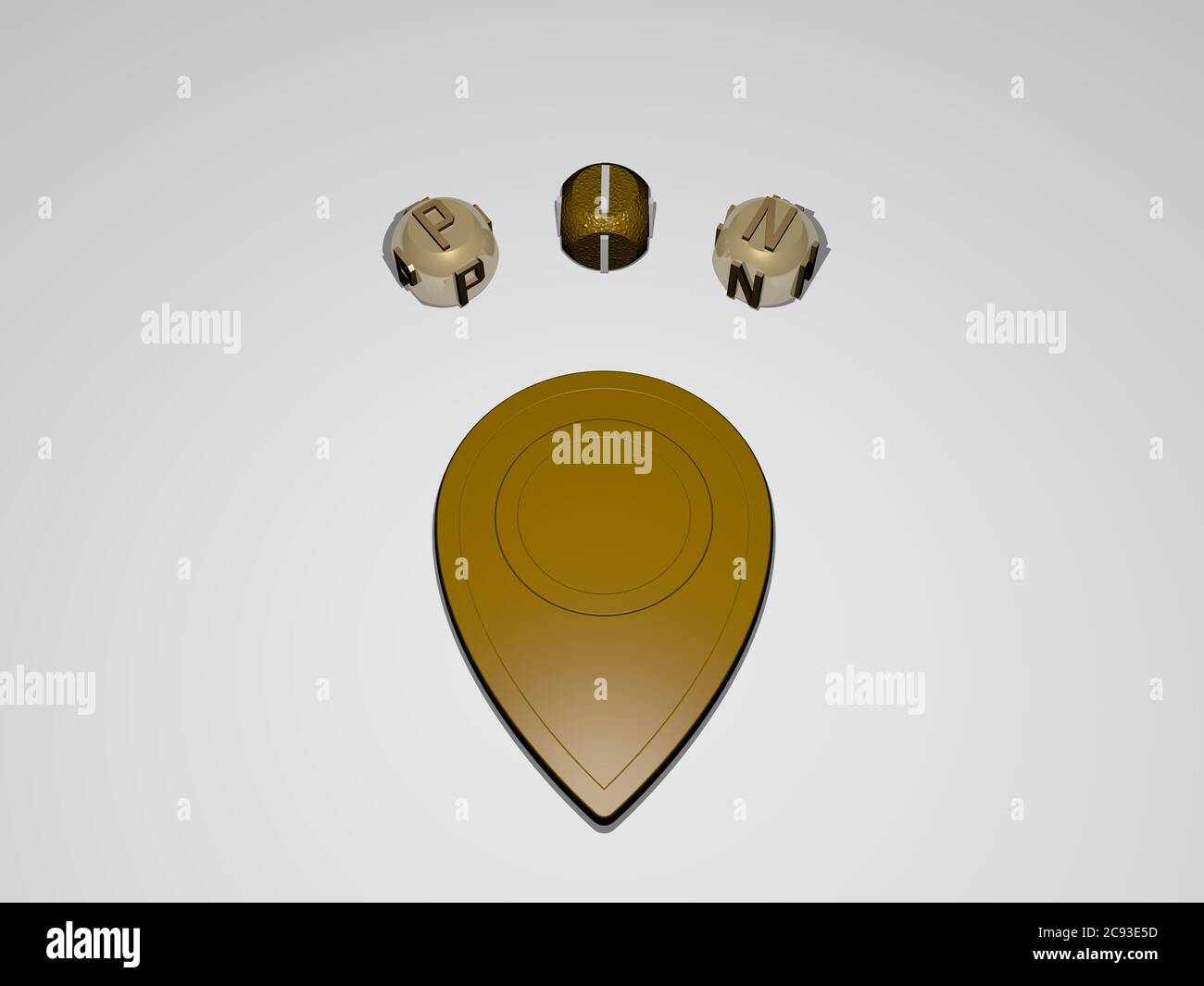 3D graphical image of pin vertically along with text built around the ...