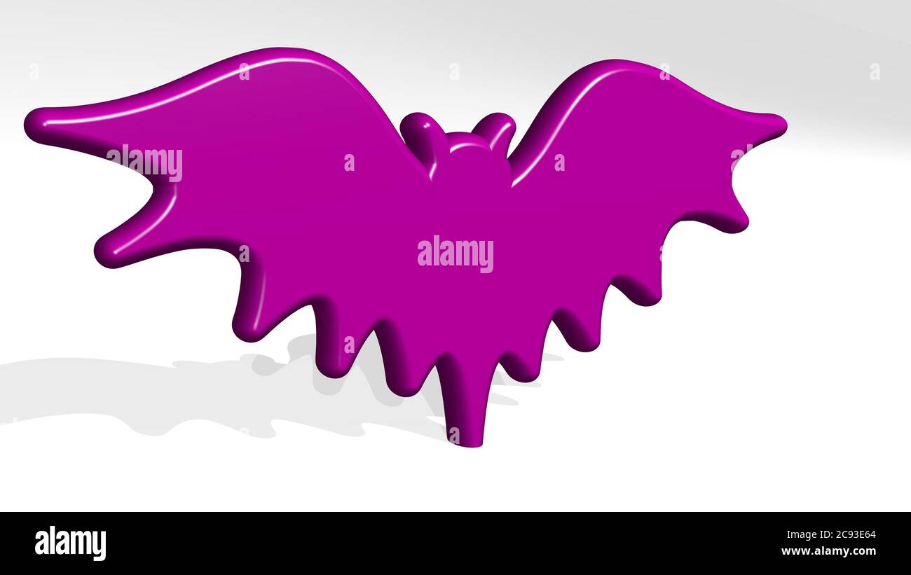 BAT from a perspective with the shadow. A thick sculpture made of ...
