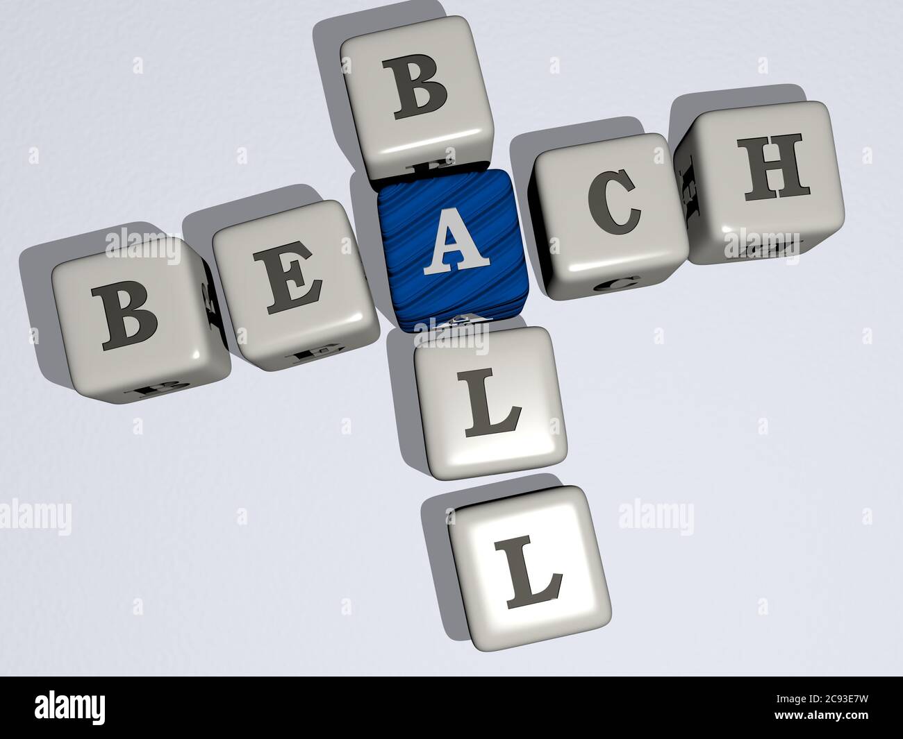 combination of beach ball built by cubic letters from the top ...