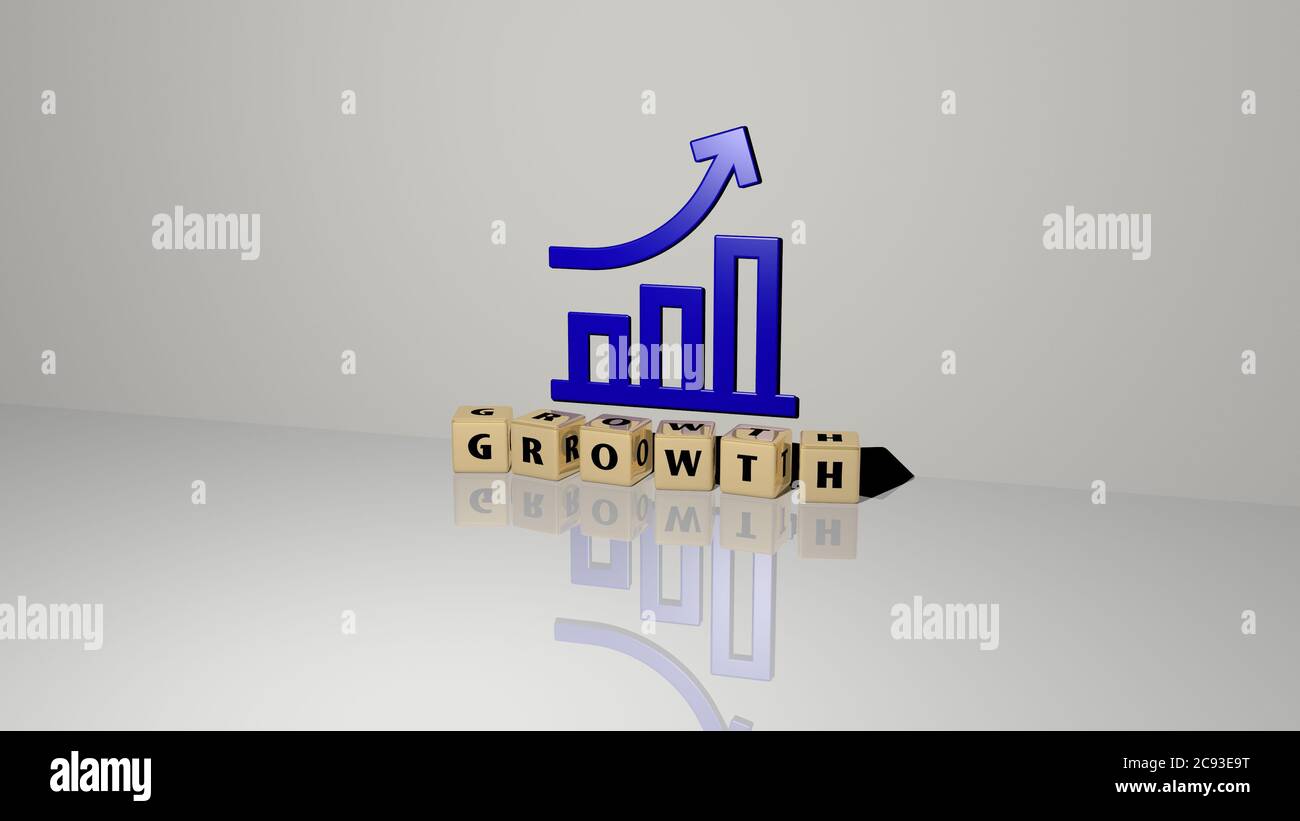3D graphical image of GROWTH vertically along with text built by ...