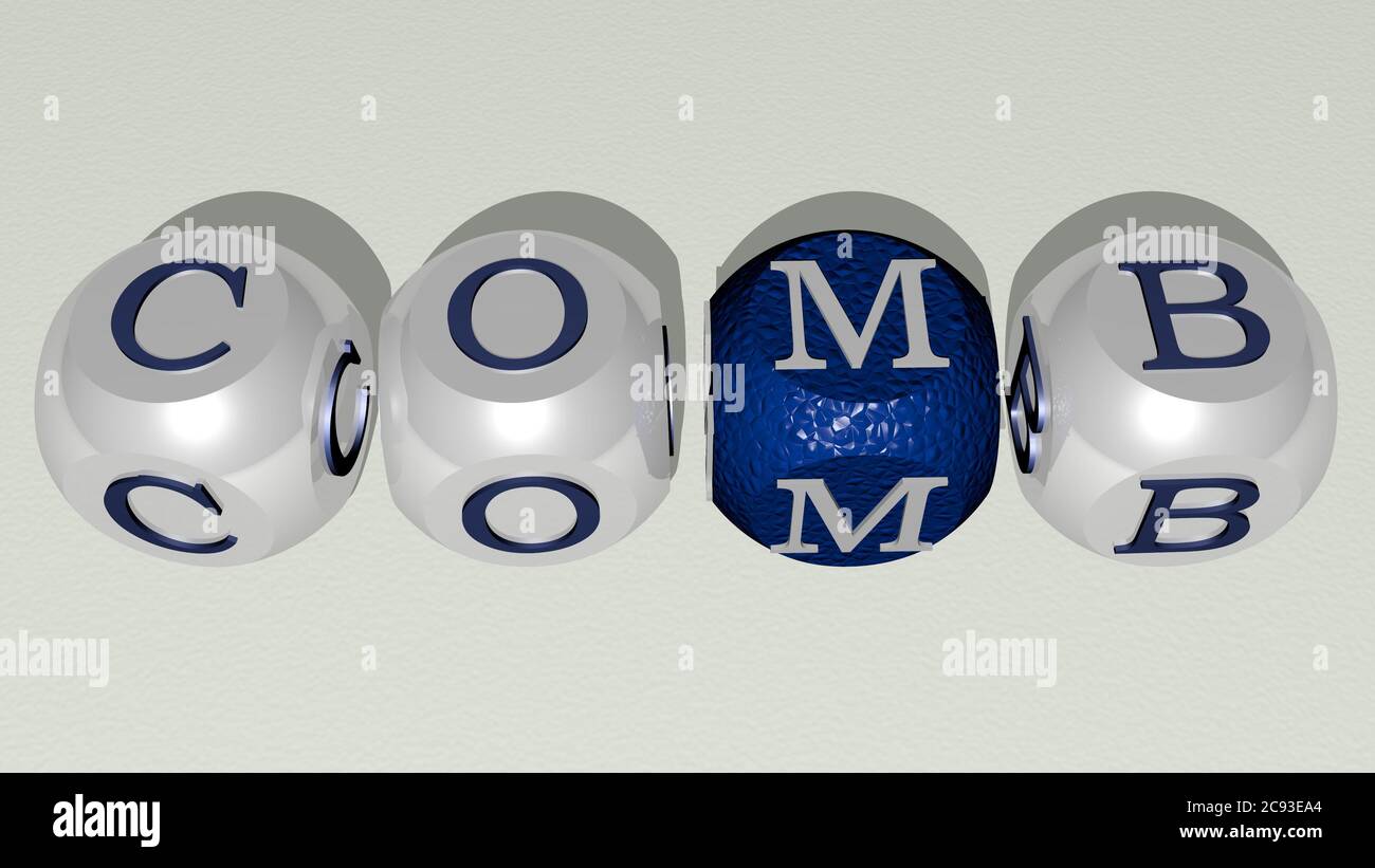 crosswords of comb arranged by cubic letters on a mirror floor, concept ...