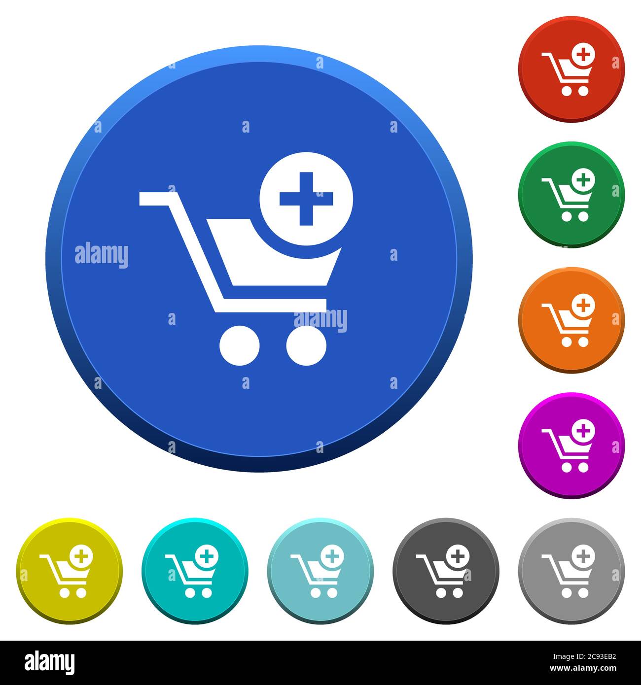 Add item to cart round color beveled buttons with smooth surfaces and ...