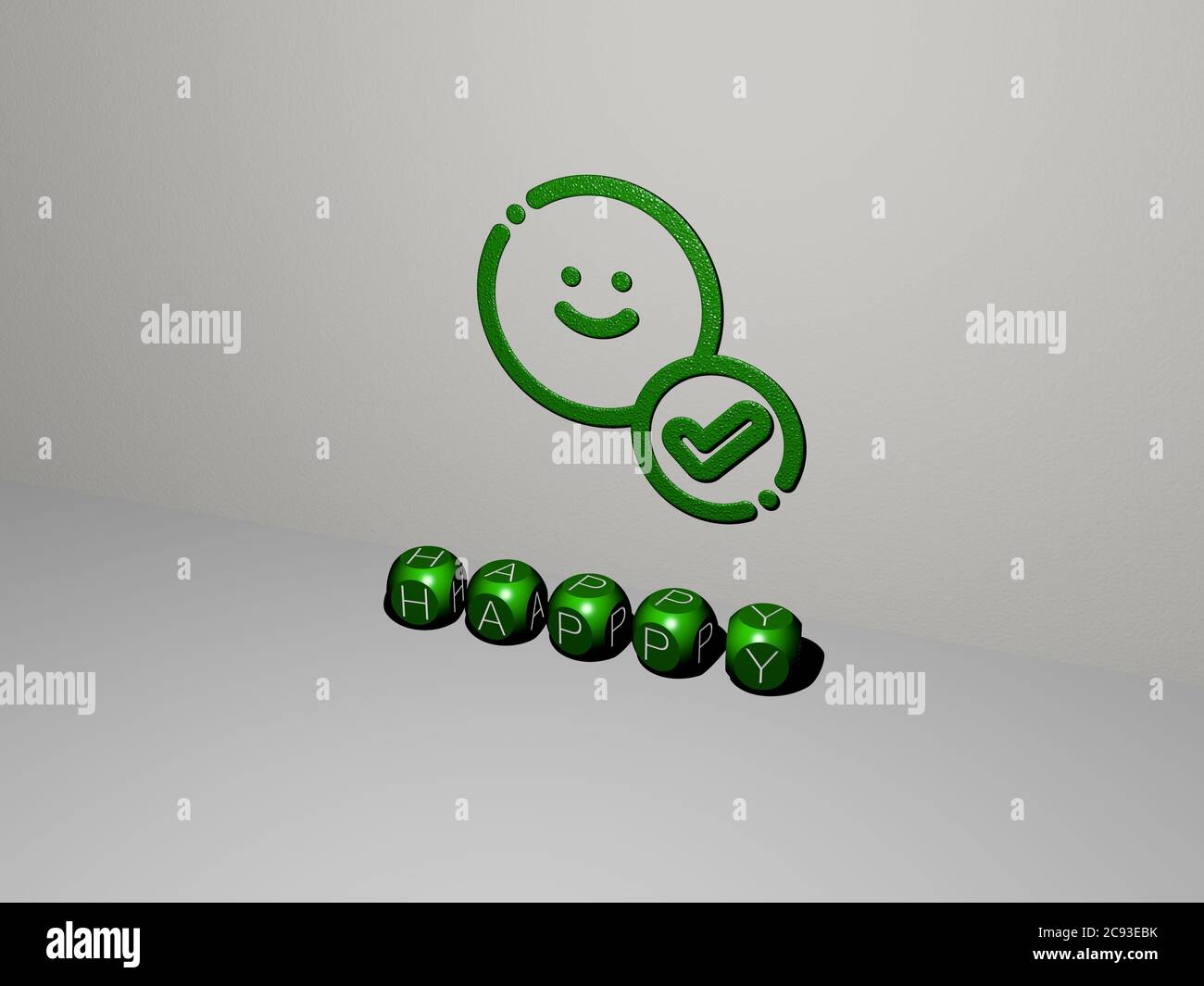 3D graphical image of HAPPY vertically along with text built by ...
