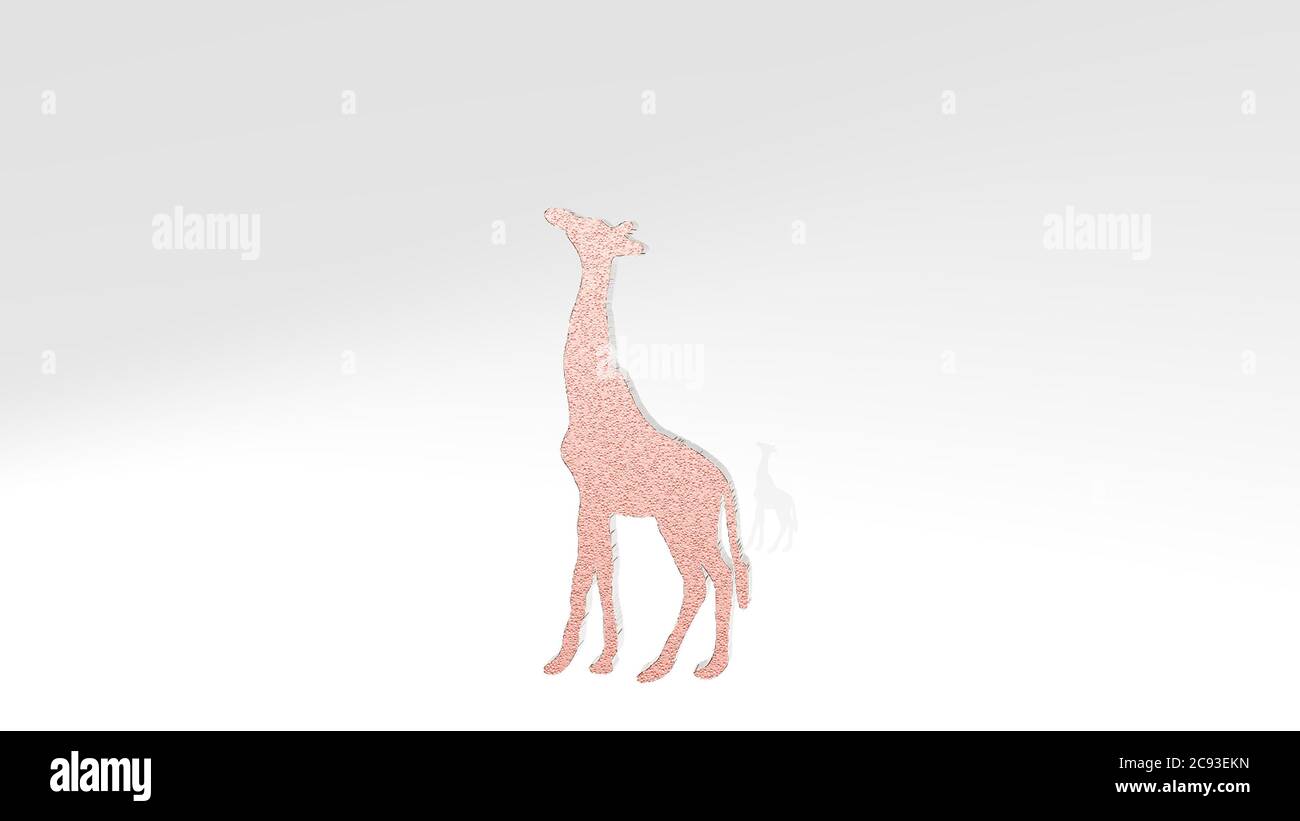 GIRAFFE from a perspective on the wall. A thick sculpture made of ...