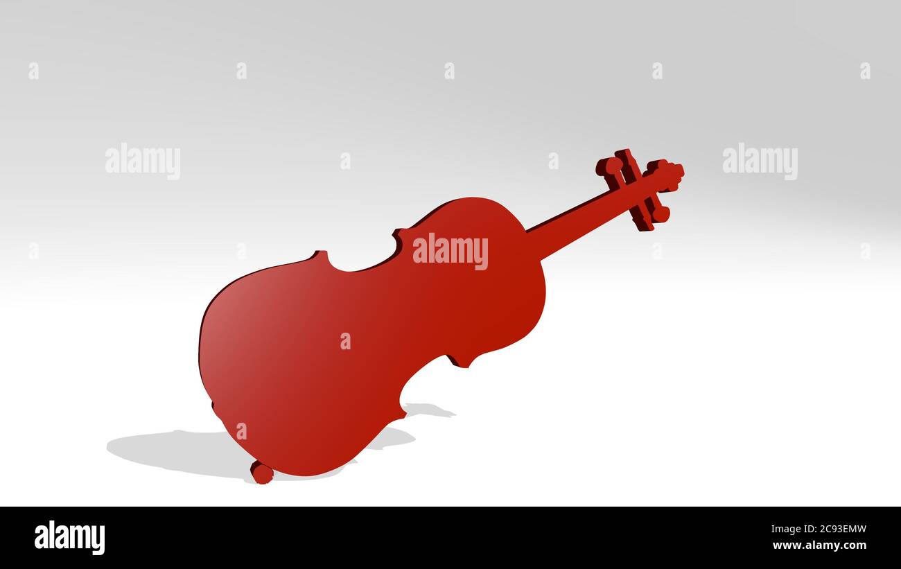 VIOLIN from a perspective on the wall. A thick sculpture made of ...