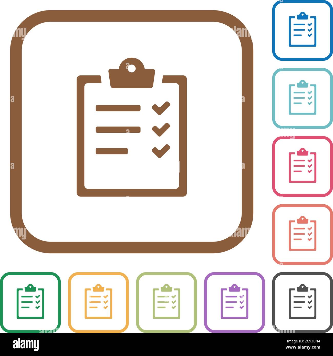 Task list simple icons in color rounded square frames on white ...