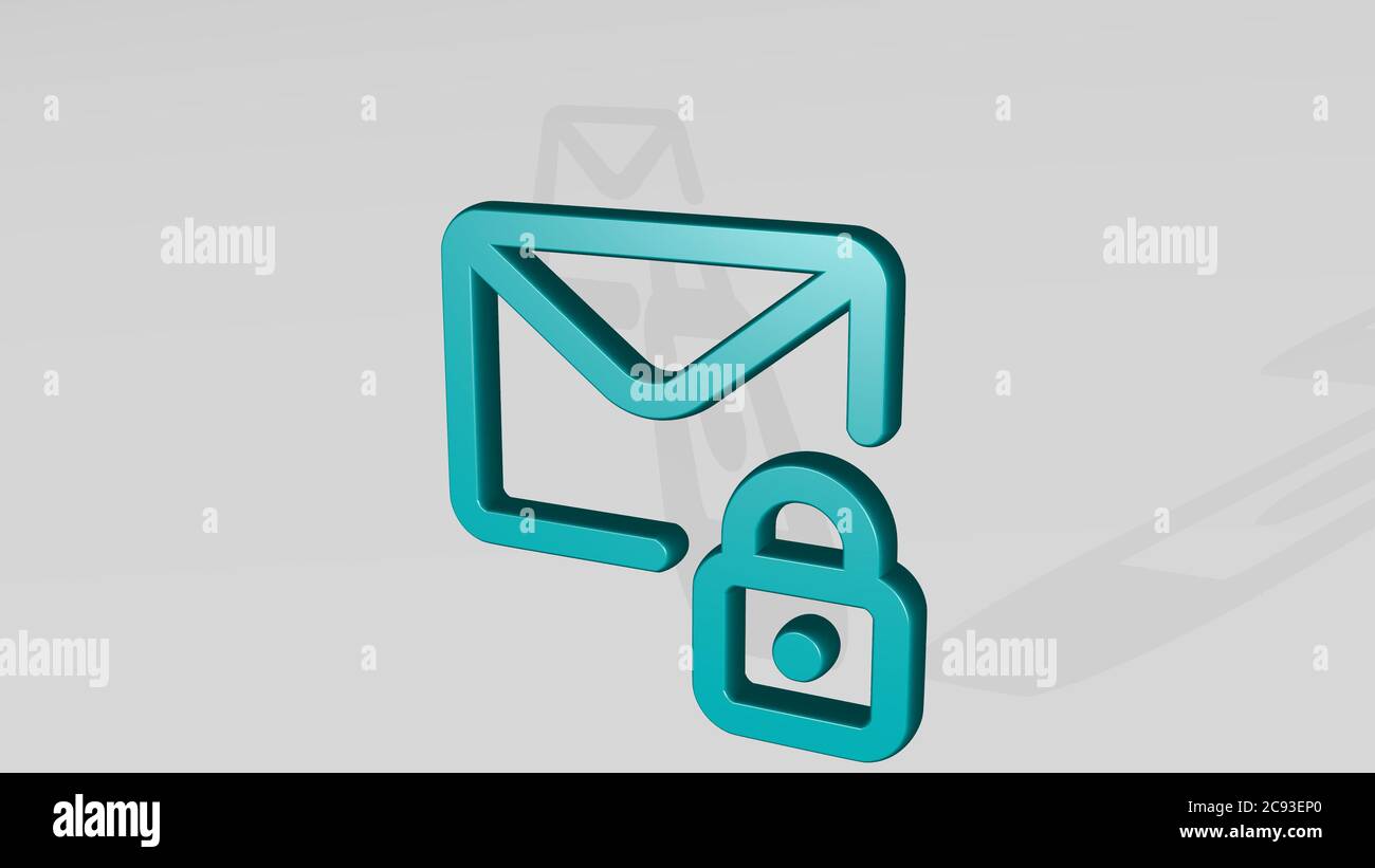 email action lock stand with shadow. 3D illustration of metallic ...