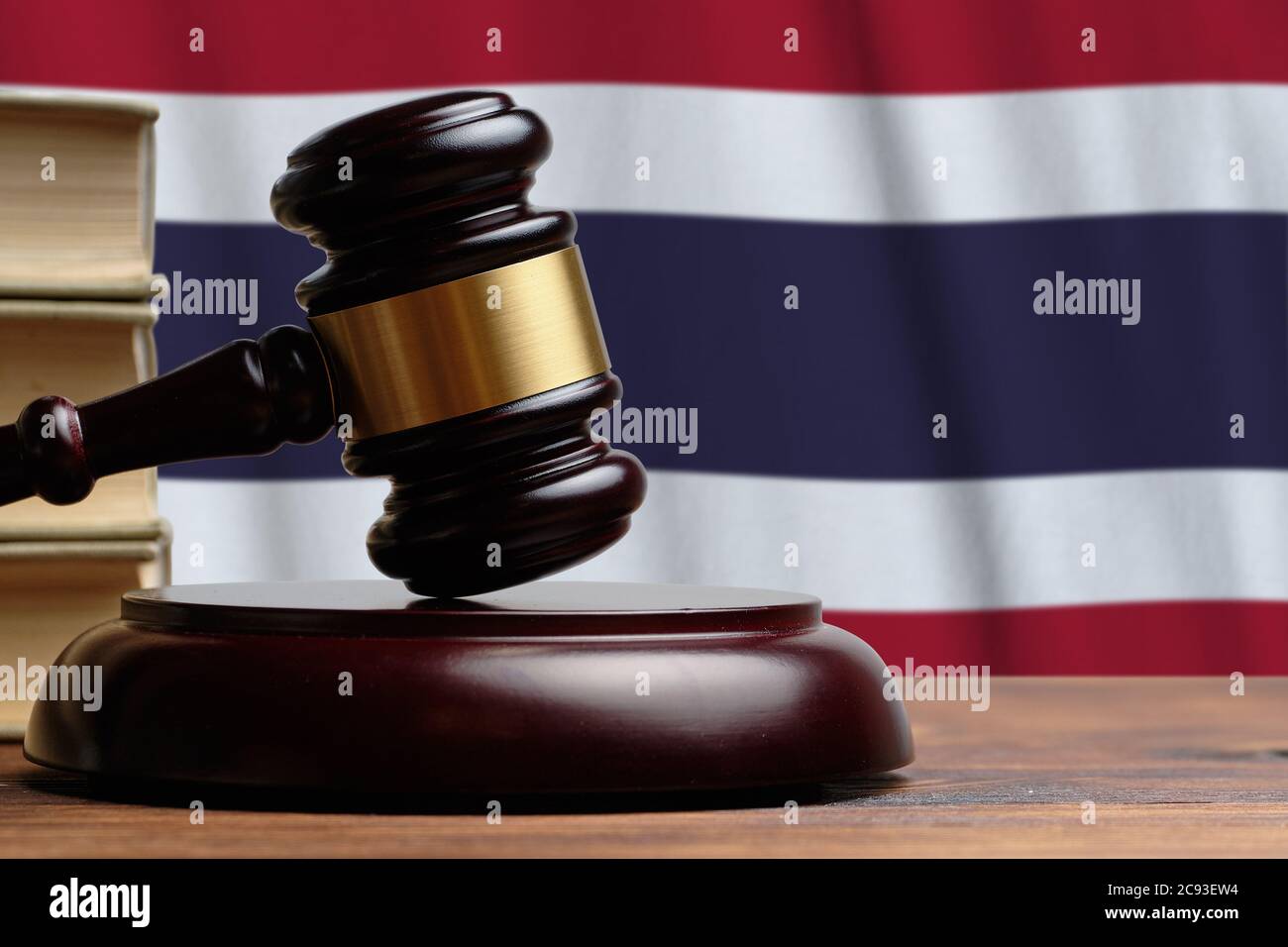 Justice and court concept in Kingdom of Thailand. Judge hammer on a ...