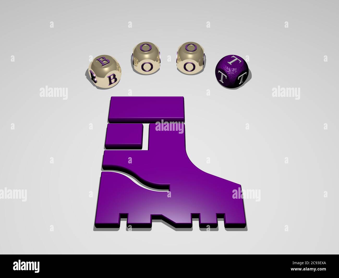 3D representation of BOOT with icon on the wall and text arranged by ...