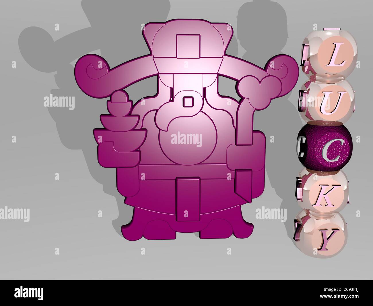3D graphical image of lucky vertically along with text built around the ...