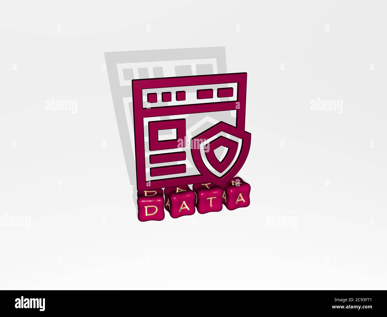 3D graphical image of DATA vertically along with text built by metallic ...