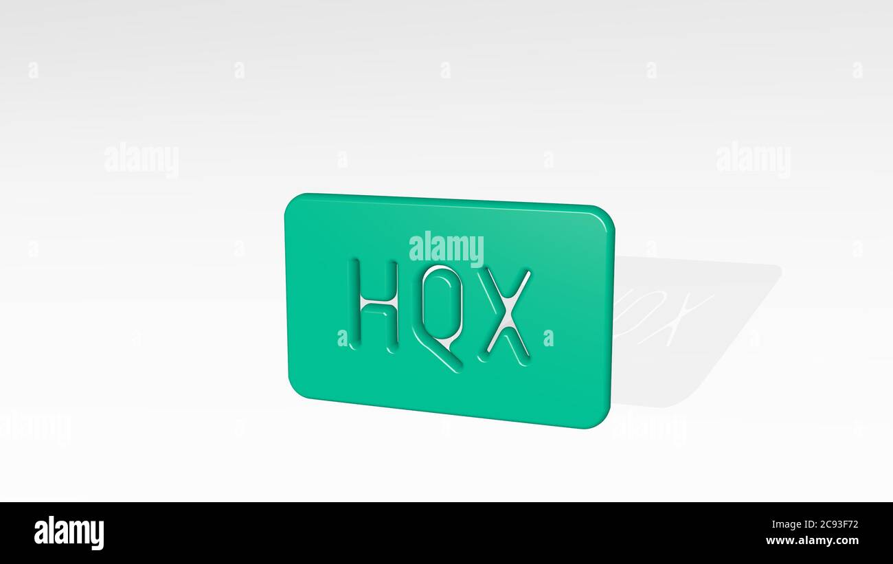 hqx stand with shadow. 3D illustration of metallic sculpture over a ...