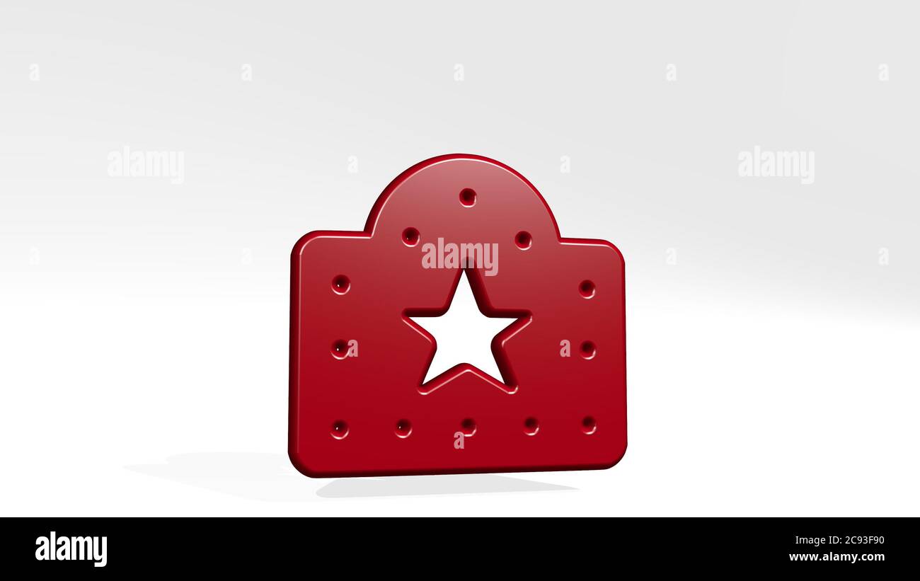 MOVIE CINEMA stand with shadow. 3D illustration of metallic sculpture ...