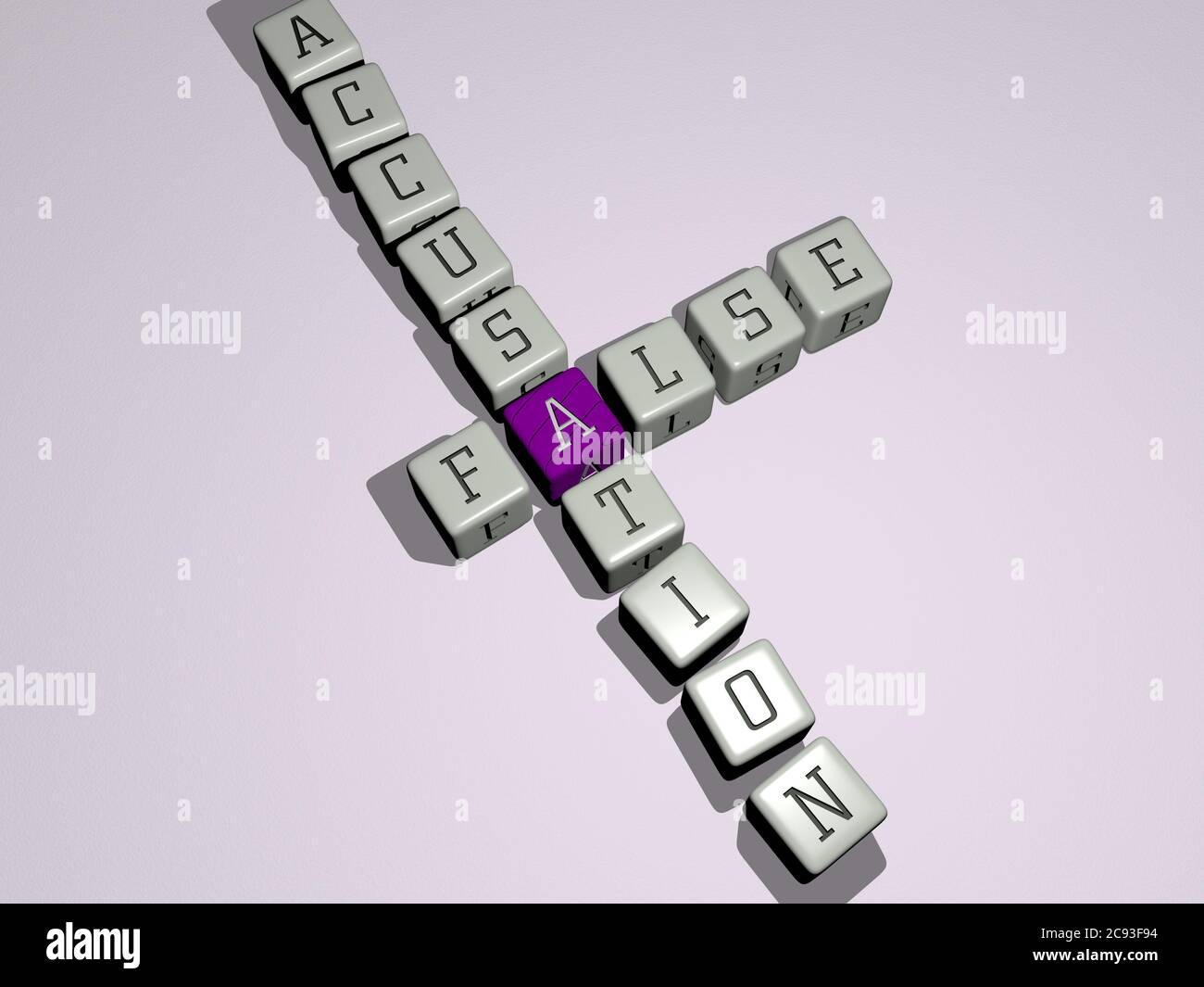 combination of false accusation built by cubic letters from the top ...