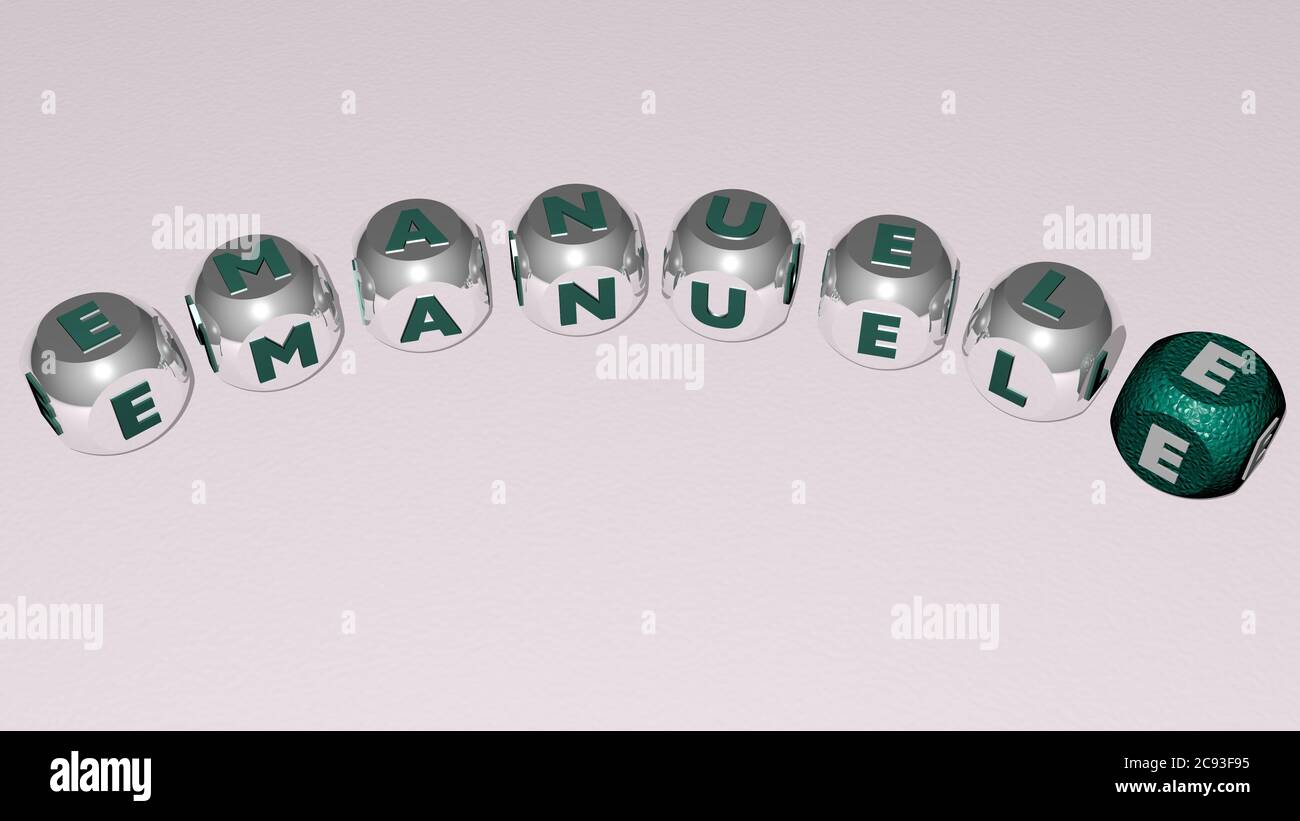 combination of EMANUELE built by cubic letters from the top perspective ...