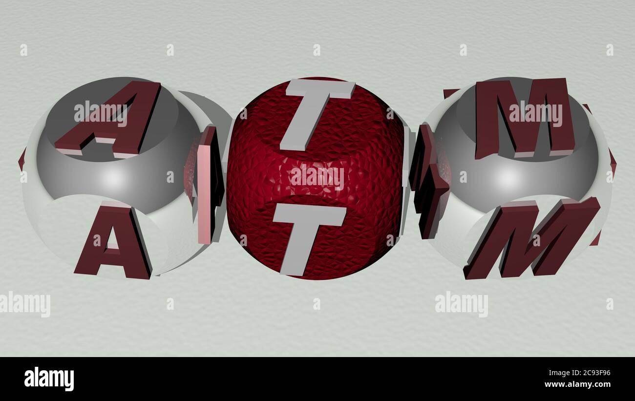 combination of atm built by cubic letters from the top perspective ...