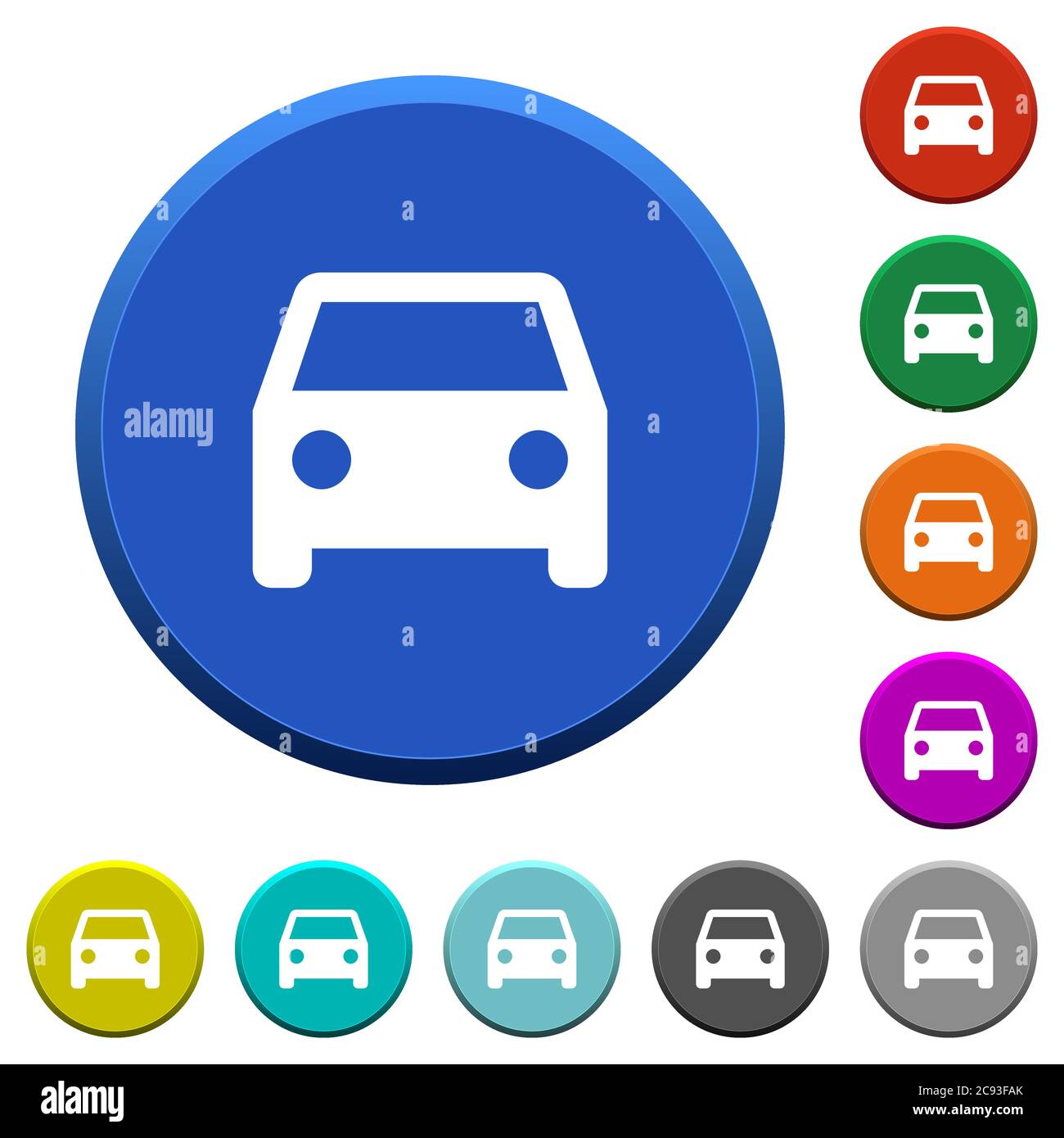 Car round color beveled buttons with smooth surfaces and flat white ...