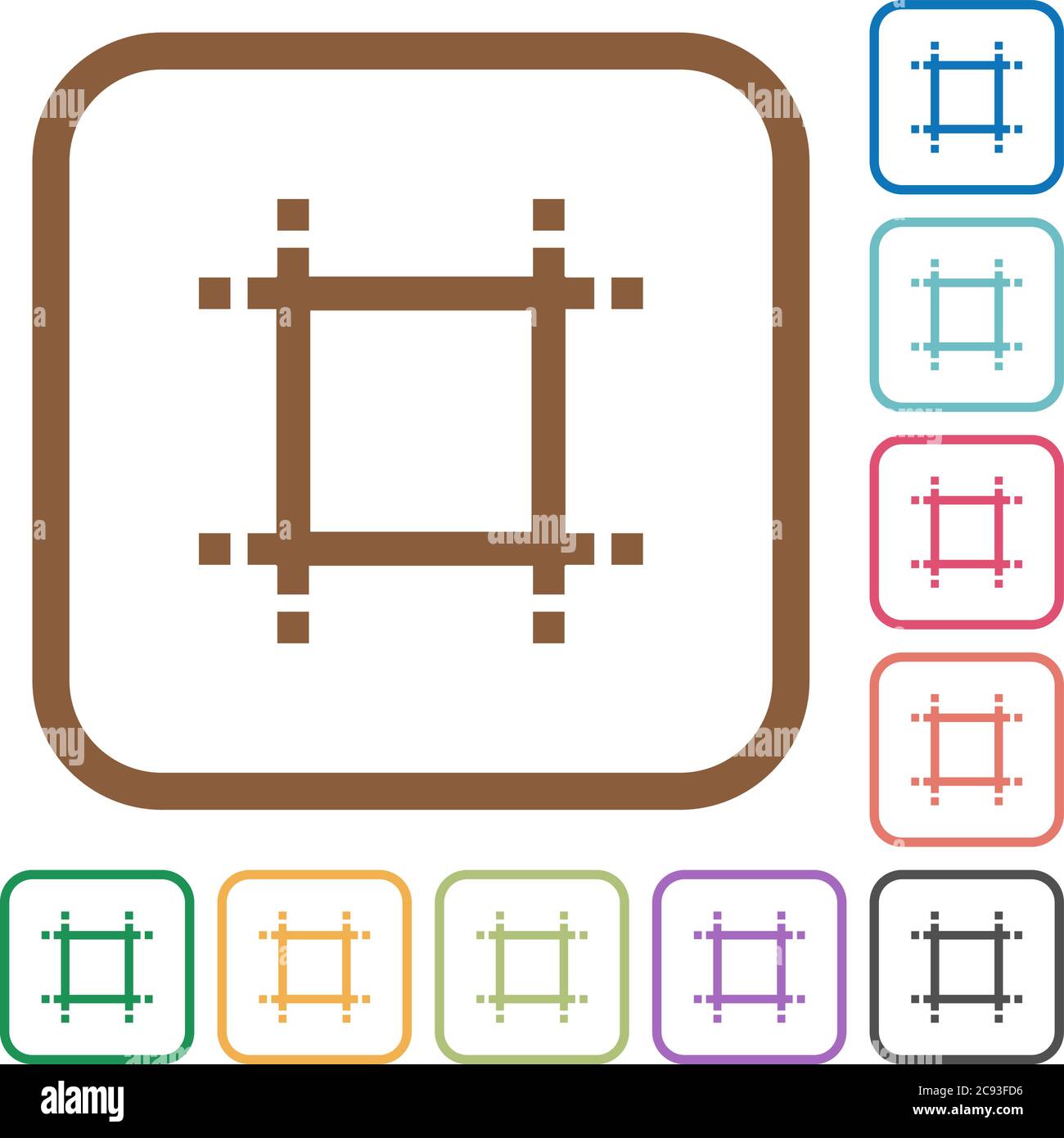 Adjust canvas size simple icons in color rounded square frames on white background Stock Vector ...