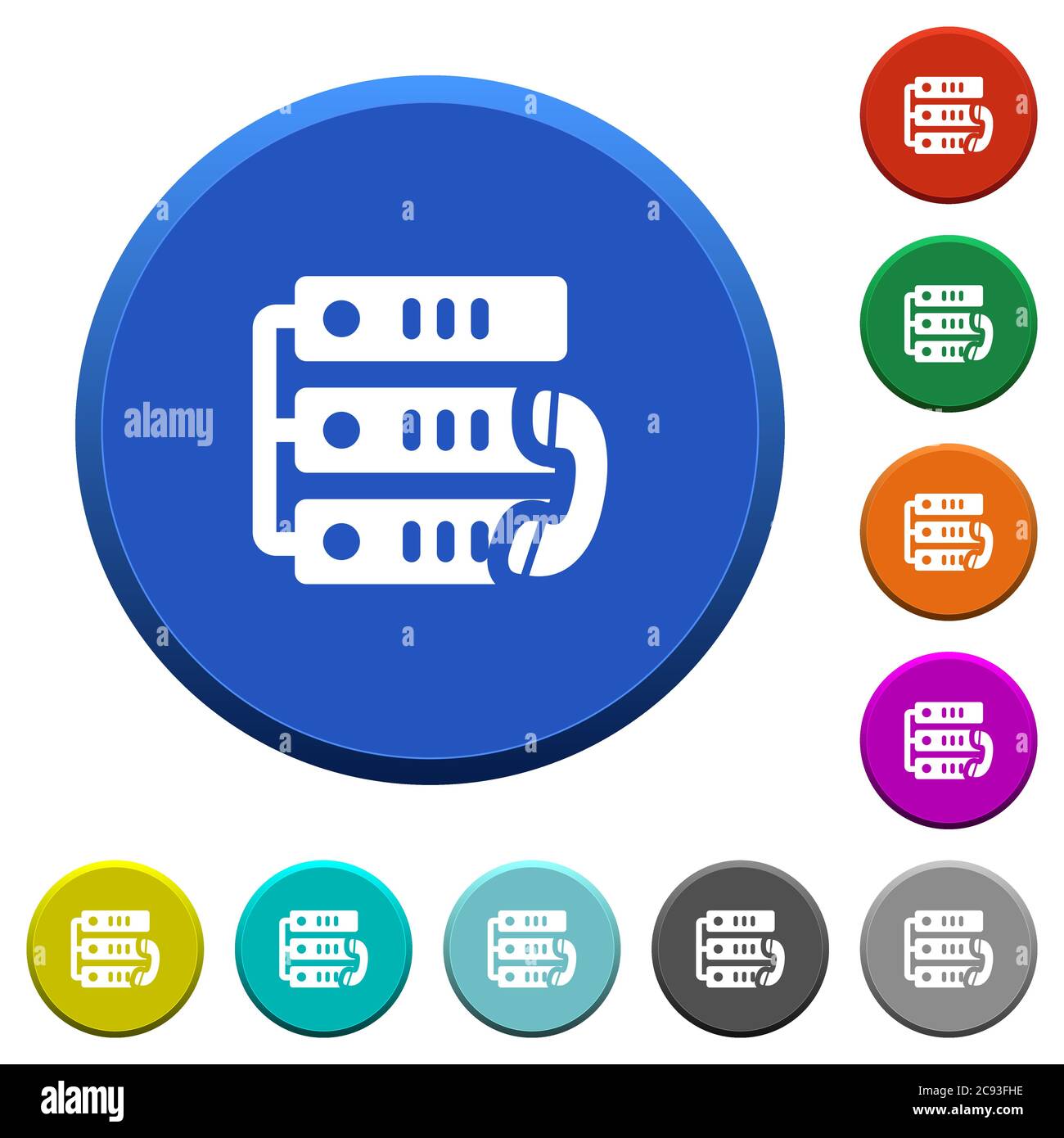 VoIP call round color beveled buttons with smooth surfaces and flat ...