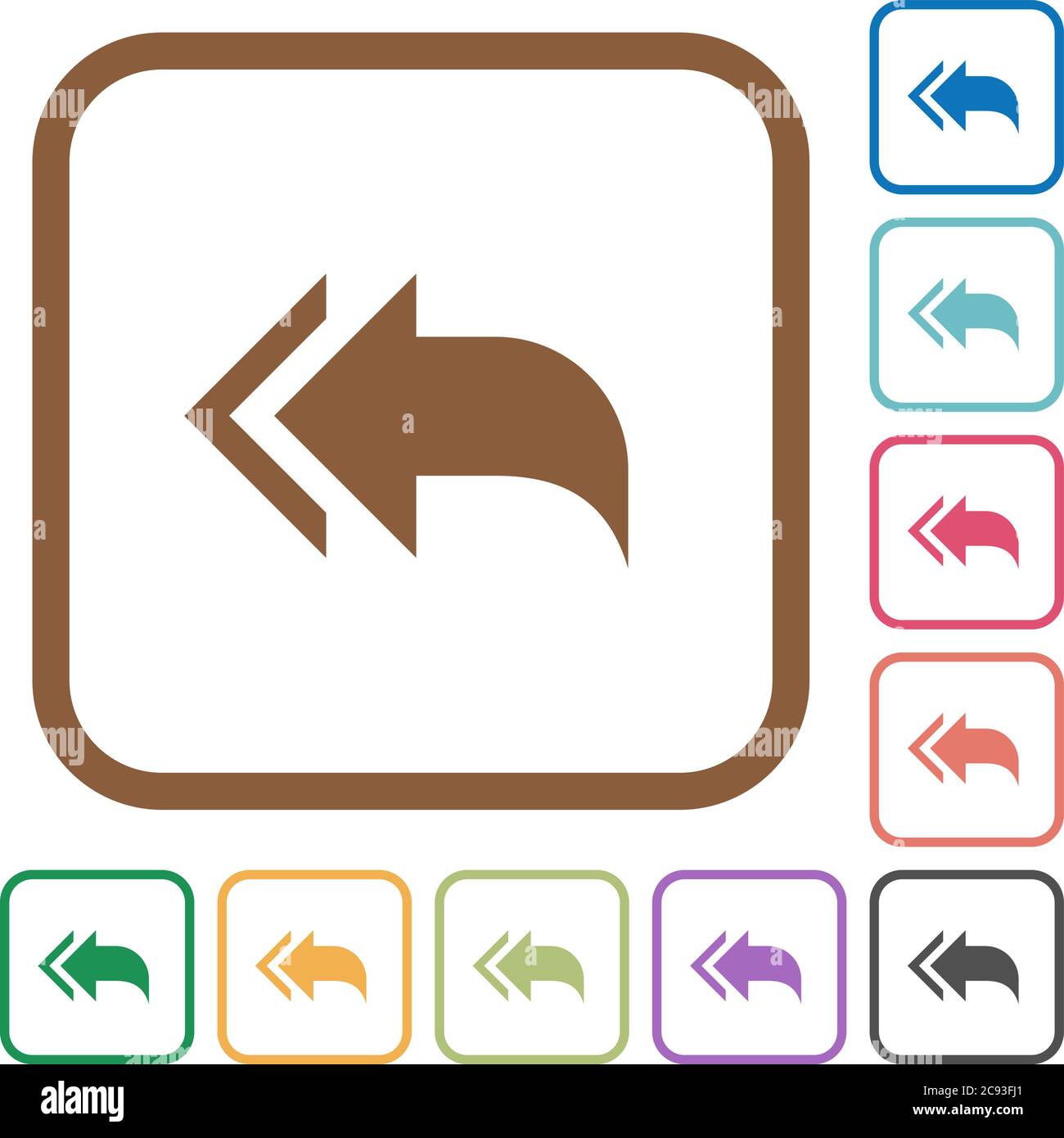 Reply to all recipients simple icons in color rounded square frames on white background Stock ...