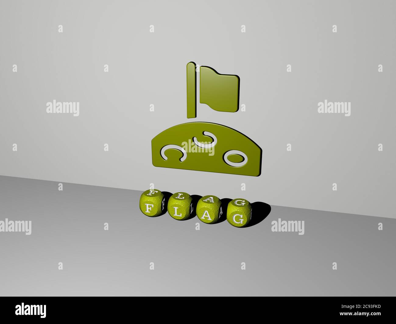 3D graphical image of FLAG vertically along with text built by metallic ...
