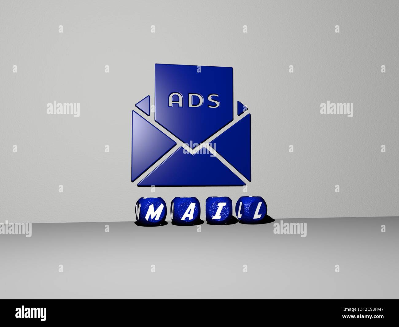 3D graphical image of MAIL vertically along with text built by metallic ...
