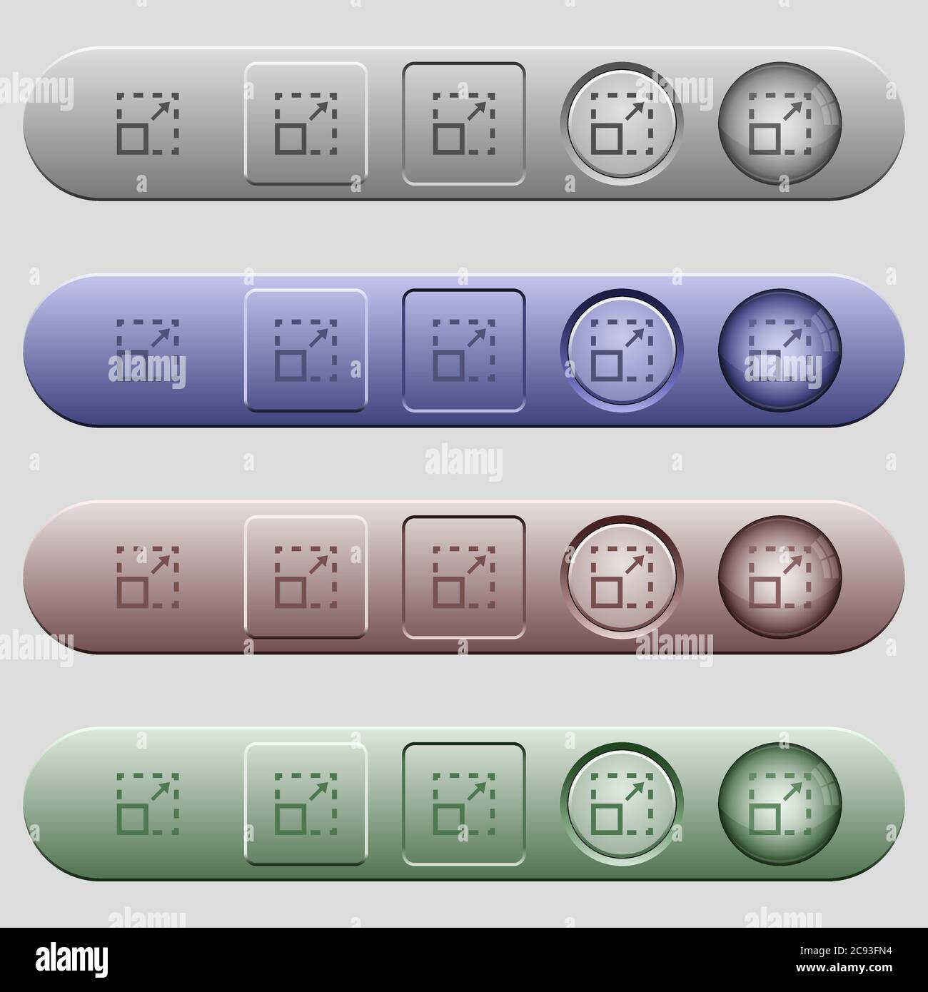 Maximize element icons on rounded horizontal menu bars in different ...