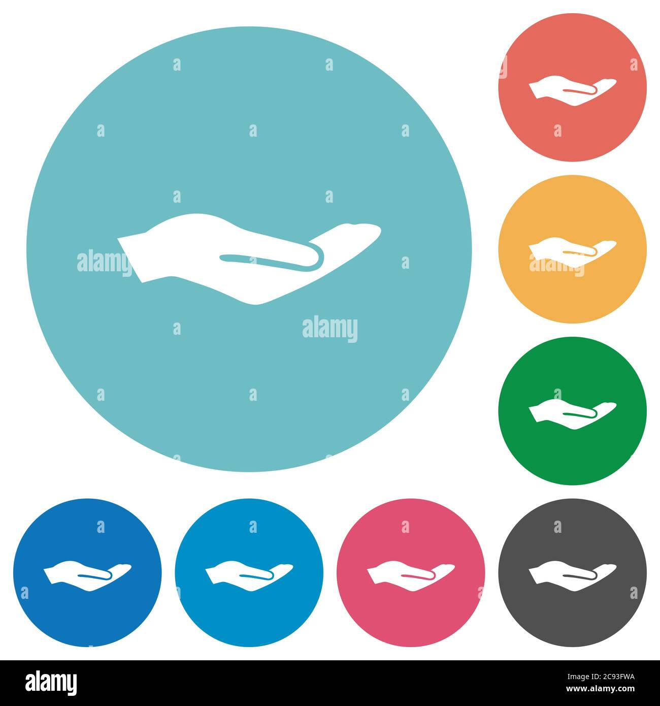 Human hand flat white icons on round color backgrounds Stock Vector ...