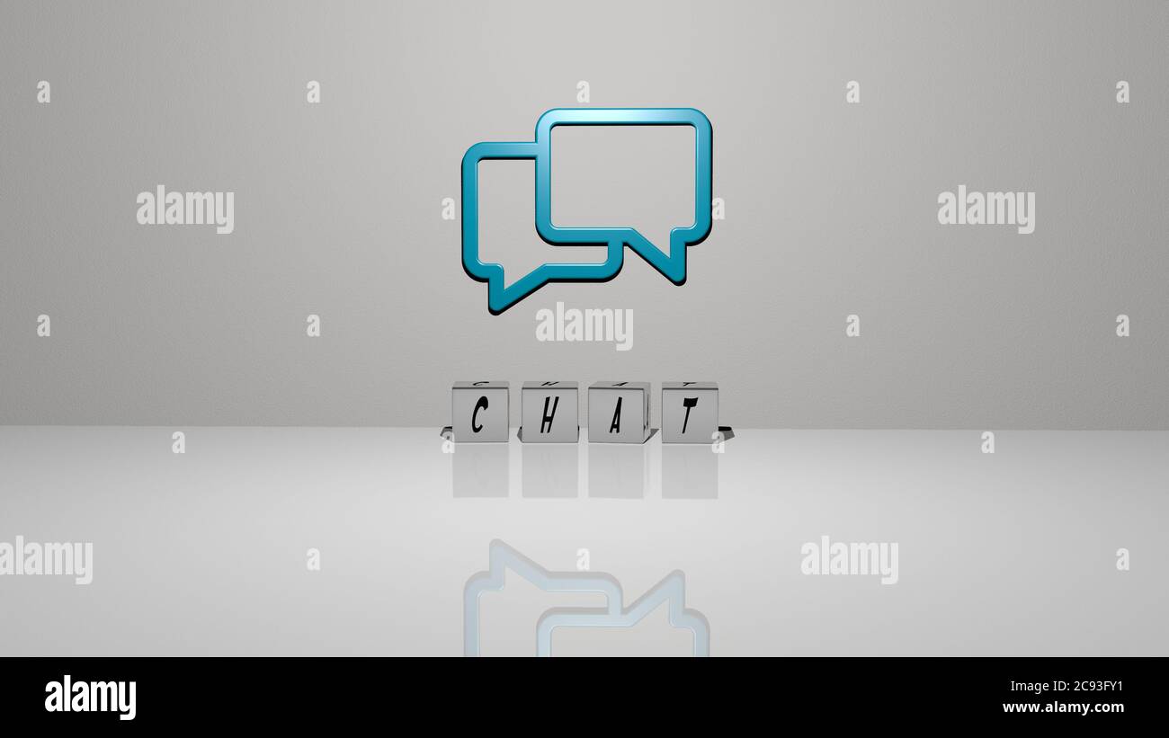 3D graphical image of chat vertically along with text built by metallic ...