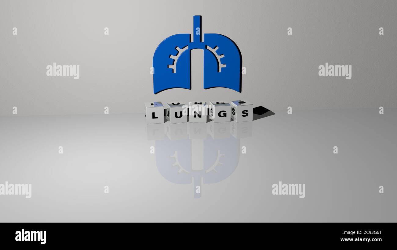 3D representation of LUNGS with icon on the wall and text arranged by ...