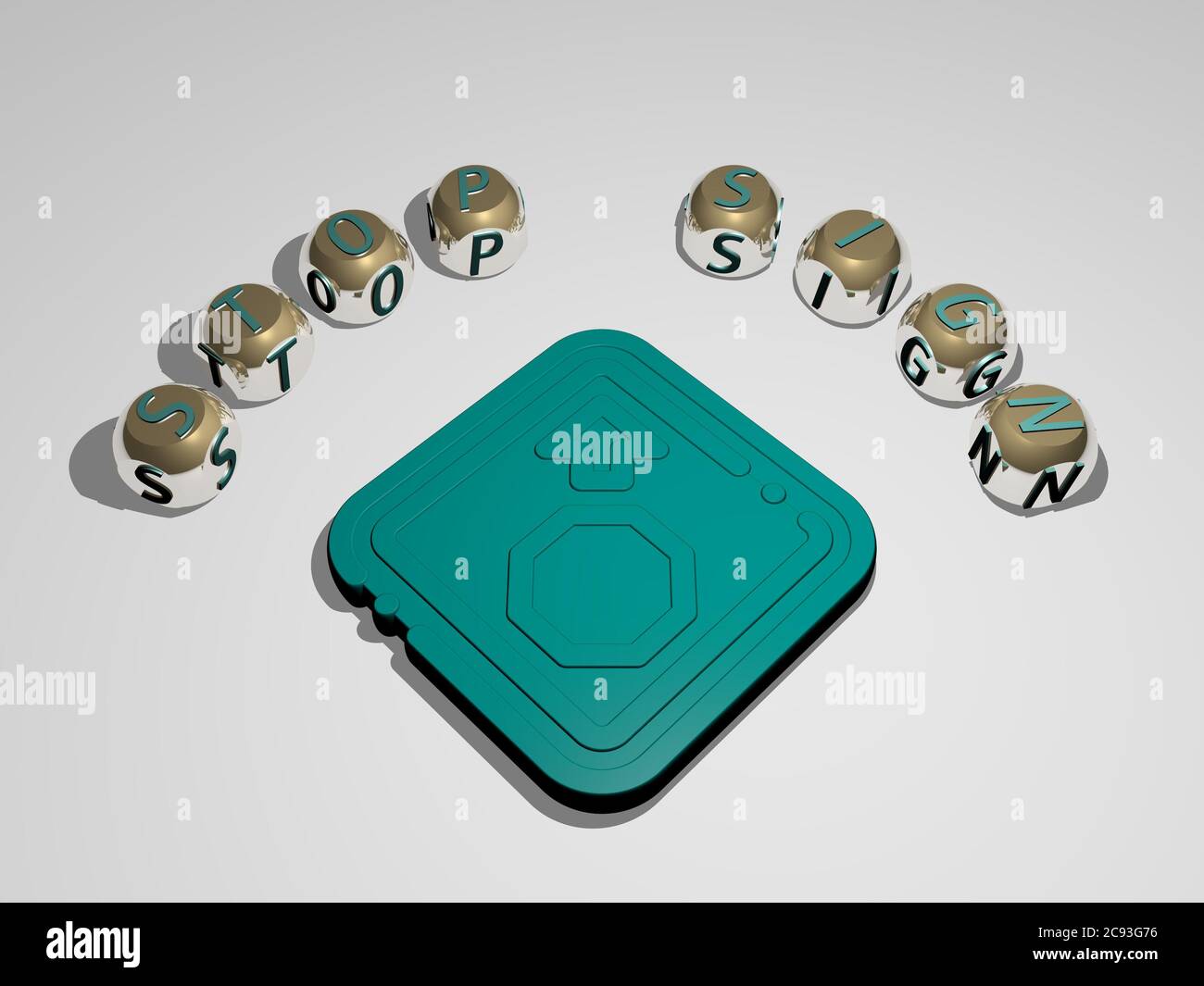 3D graphical image of STOP SIGN vertically along with text built around ...
