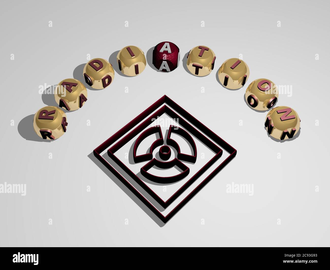 3D graphical image of RADIATION vertically along with text built around ...