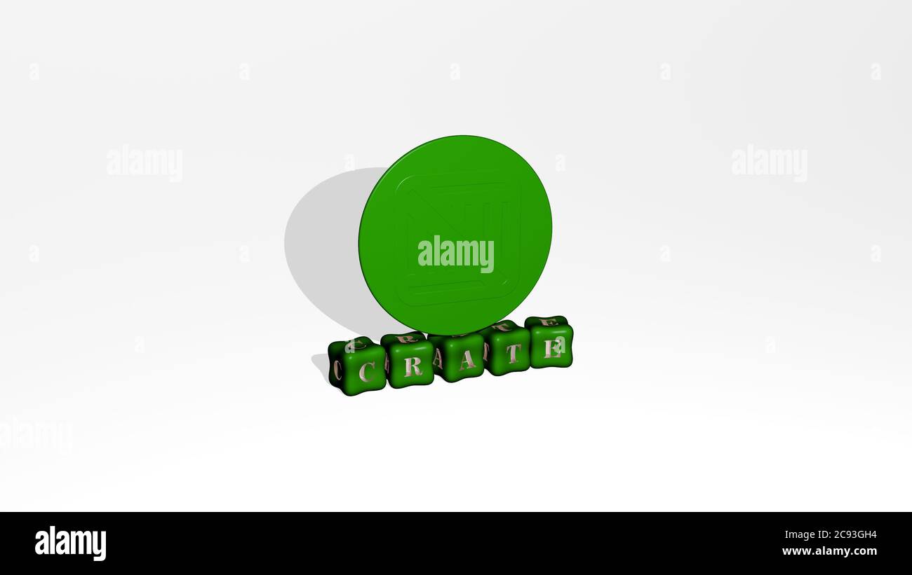 3D graphical image of CRATE vertically along with text built by ...
