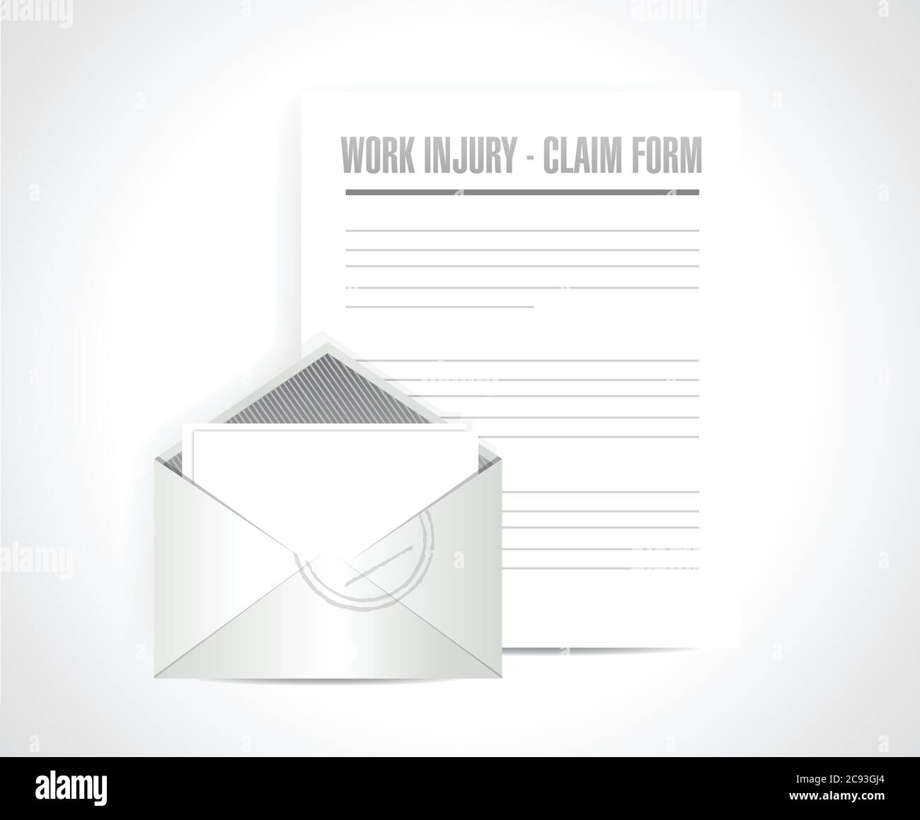 Work injury claim form documents paper illustration design over a white ...