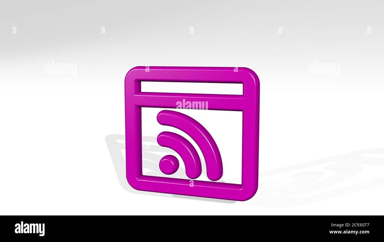 APP WINDOW RSS made by 3D illustration of a shiny metallic sculpture ...