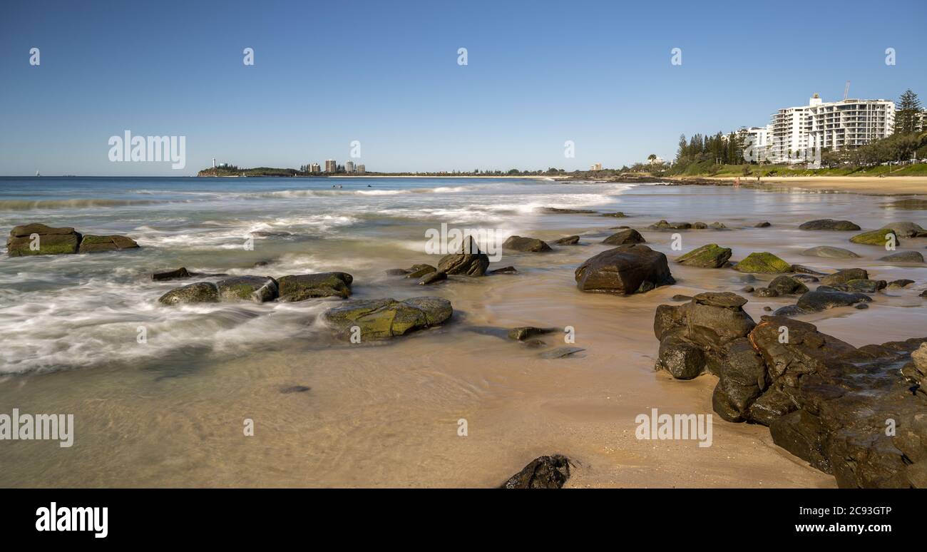 Beautiful scenery of rock formations on the coast in Mooloolaba ...
