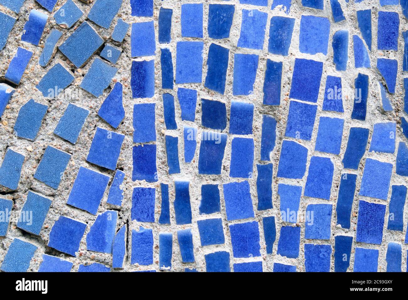 Wall of blue crushed mosaic tiles as background Stock Photo - Alamy