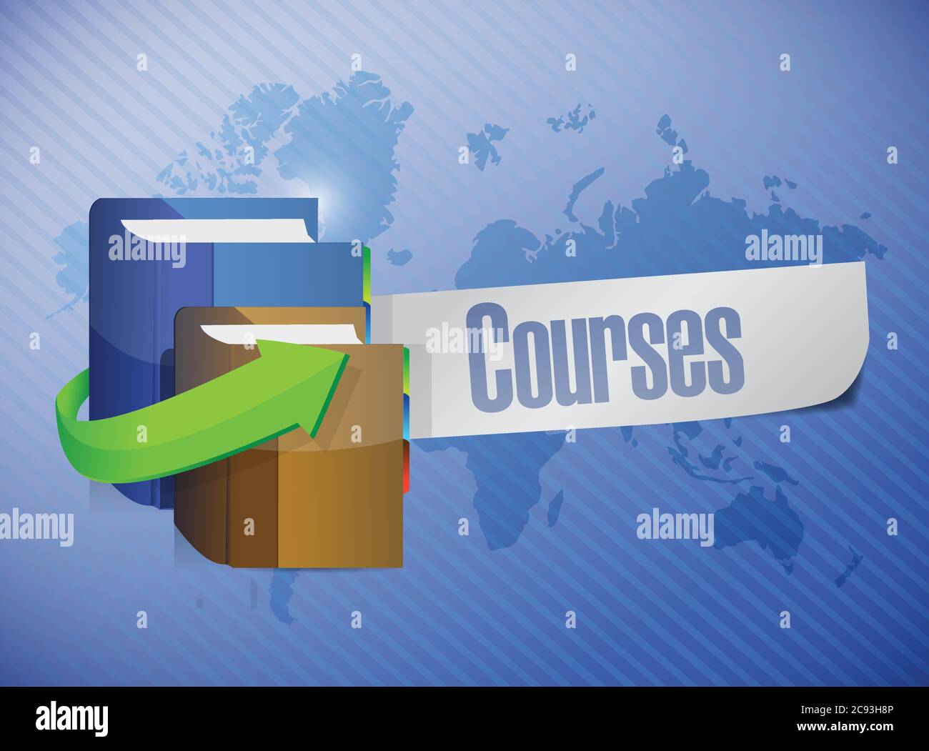 Courses message world map illustration design over a blue background ...