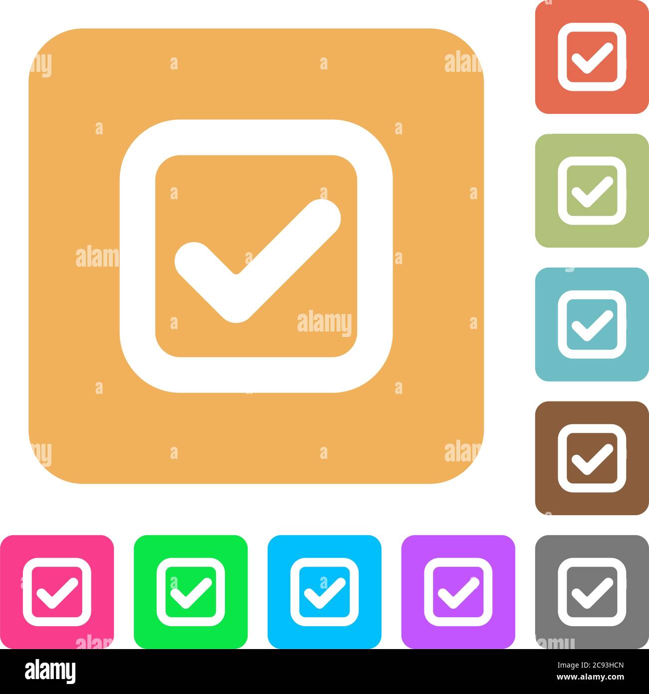 Checkbox flat icons on rounded square vivid color backgrounds Stock ...