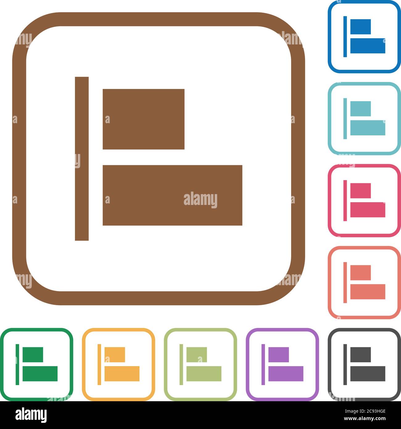 Align to left simple icons in color rounded square frames on white background Stock Vector Image ...