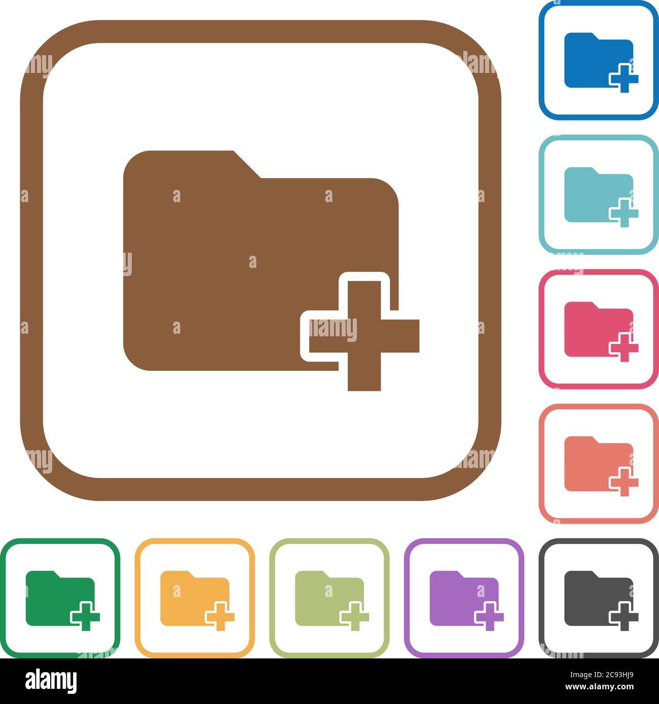 Add new folder simple icons in color rounded square frames on white background Stock Vector ...