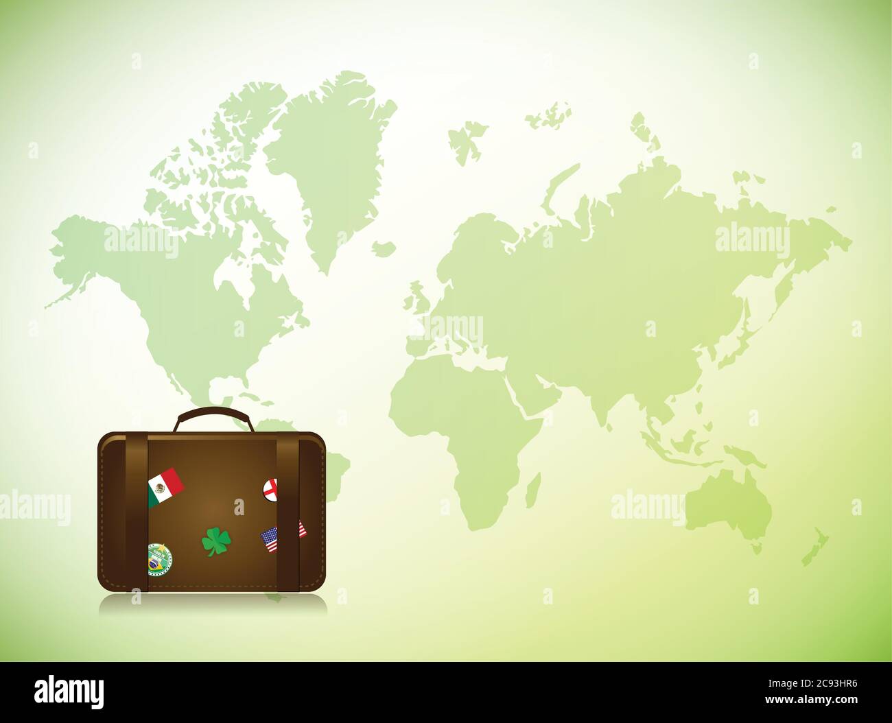 World map and travel luggage illustration design over a light green ...