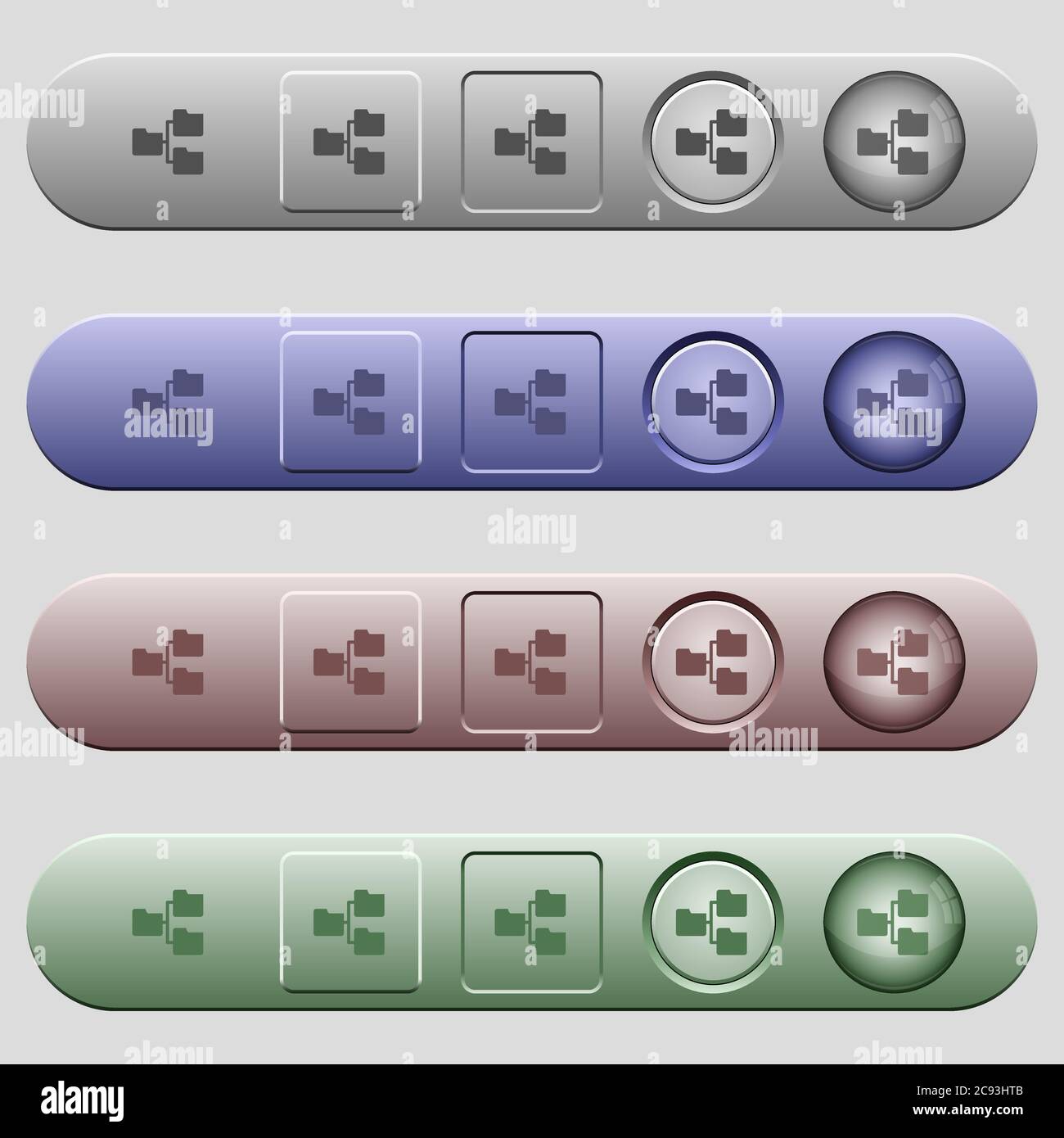 Shared folders icons on rounded horizontal menu bars in different colors and button styles Stock ...