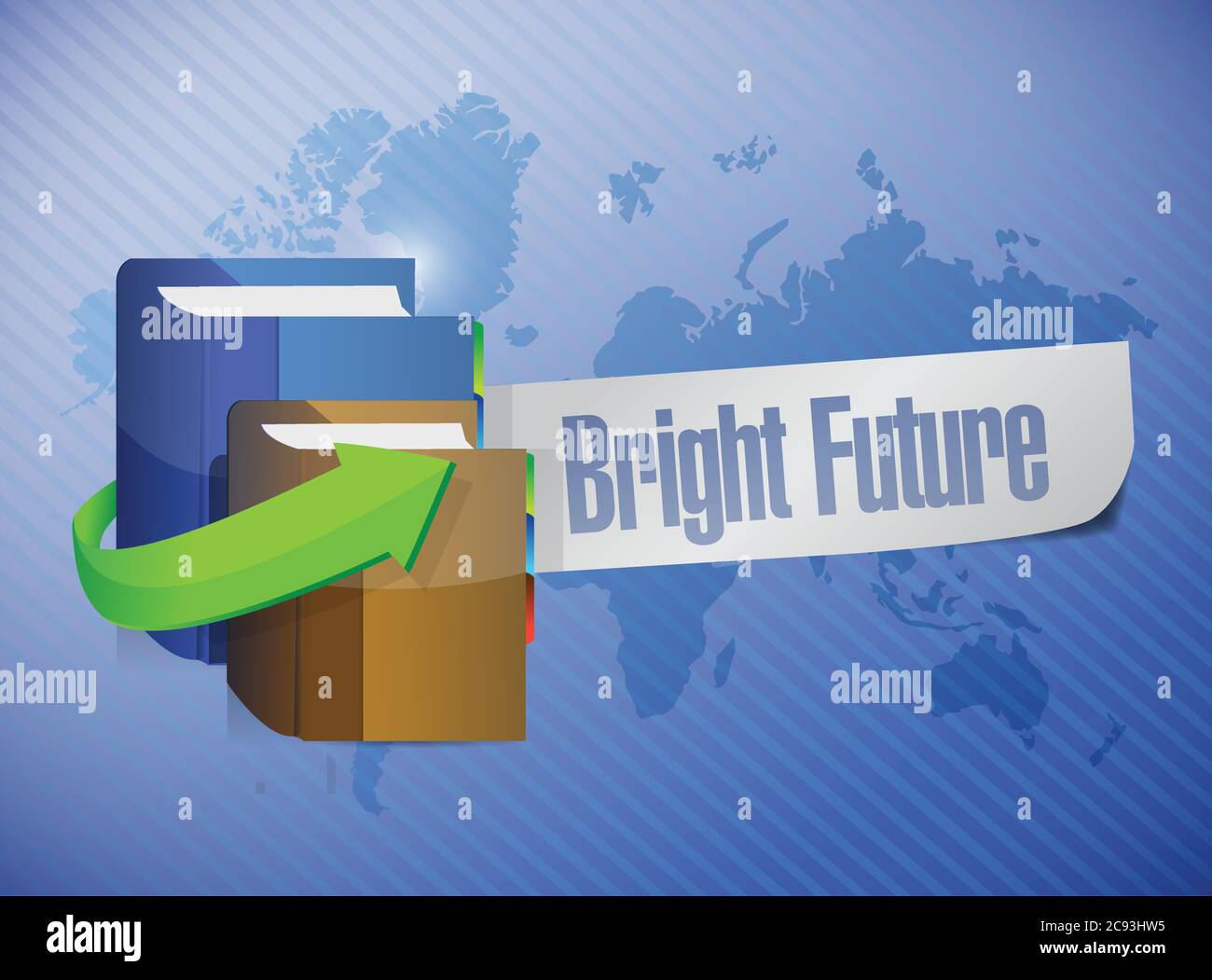 Bright future message illustration design over a world map background ...
