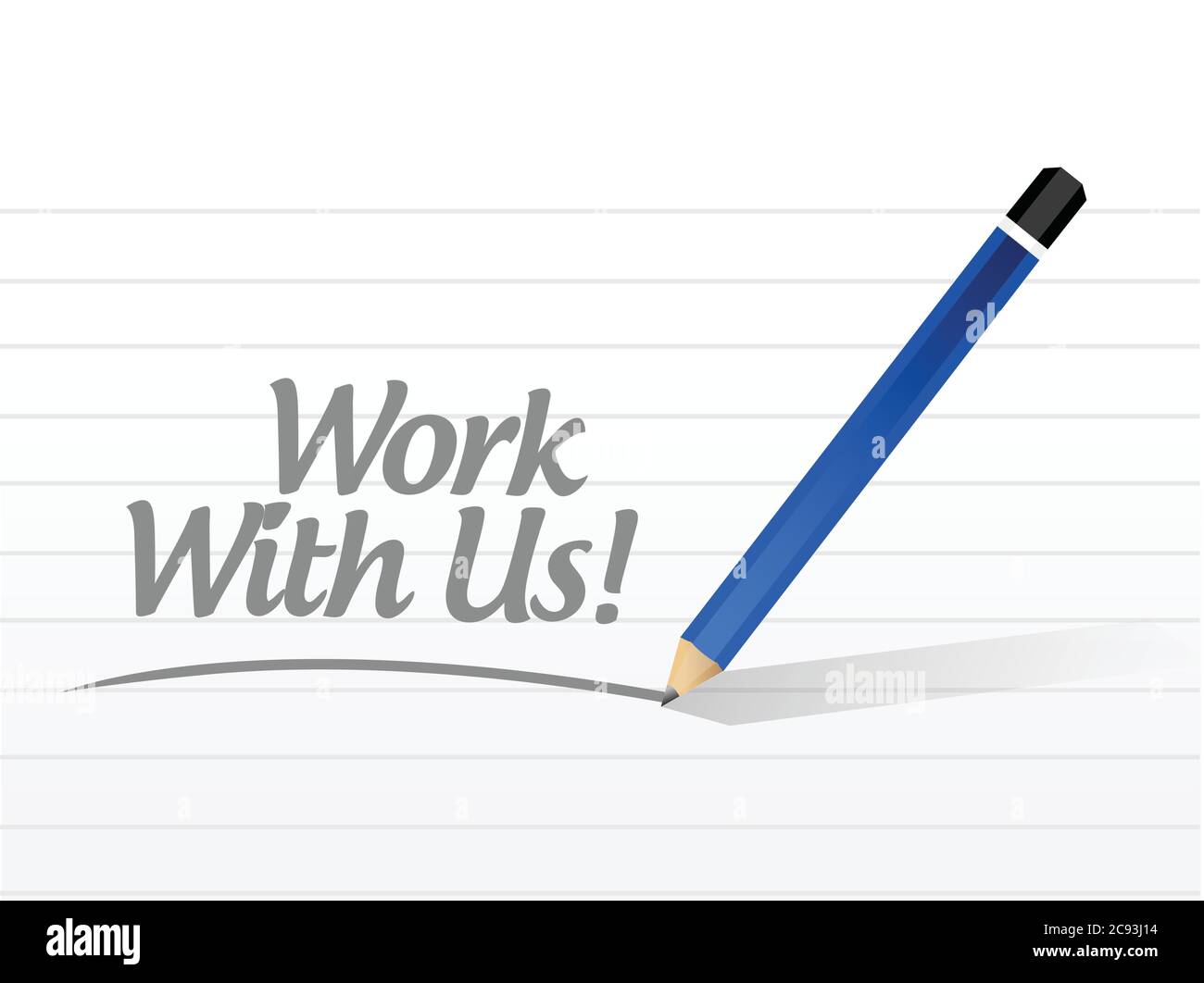 Work with us message illustration design over a white background Stock ...