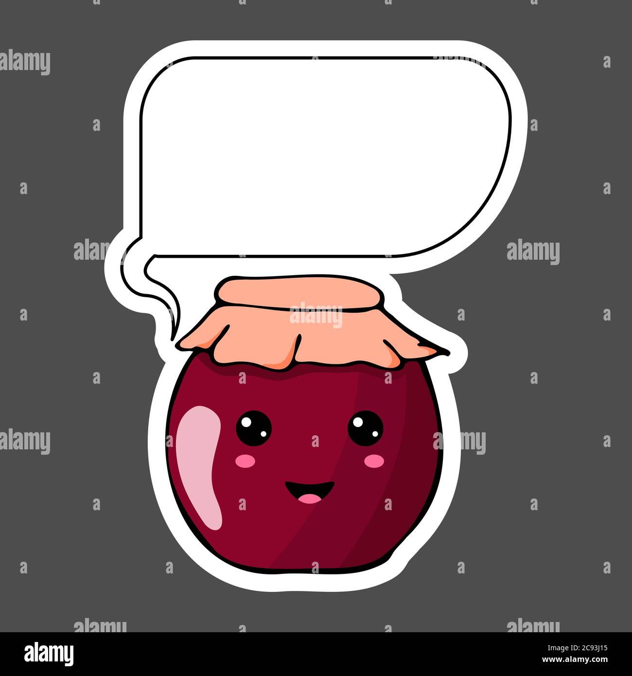 Kawaii sticker colorful cartoon jar with thought bubble. Vector ...