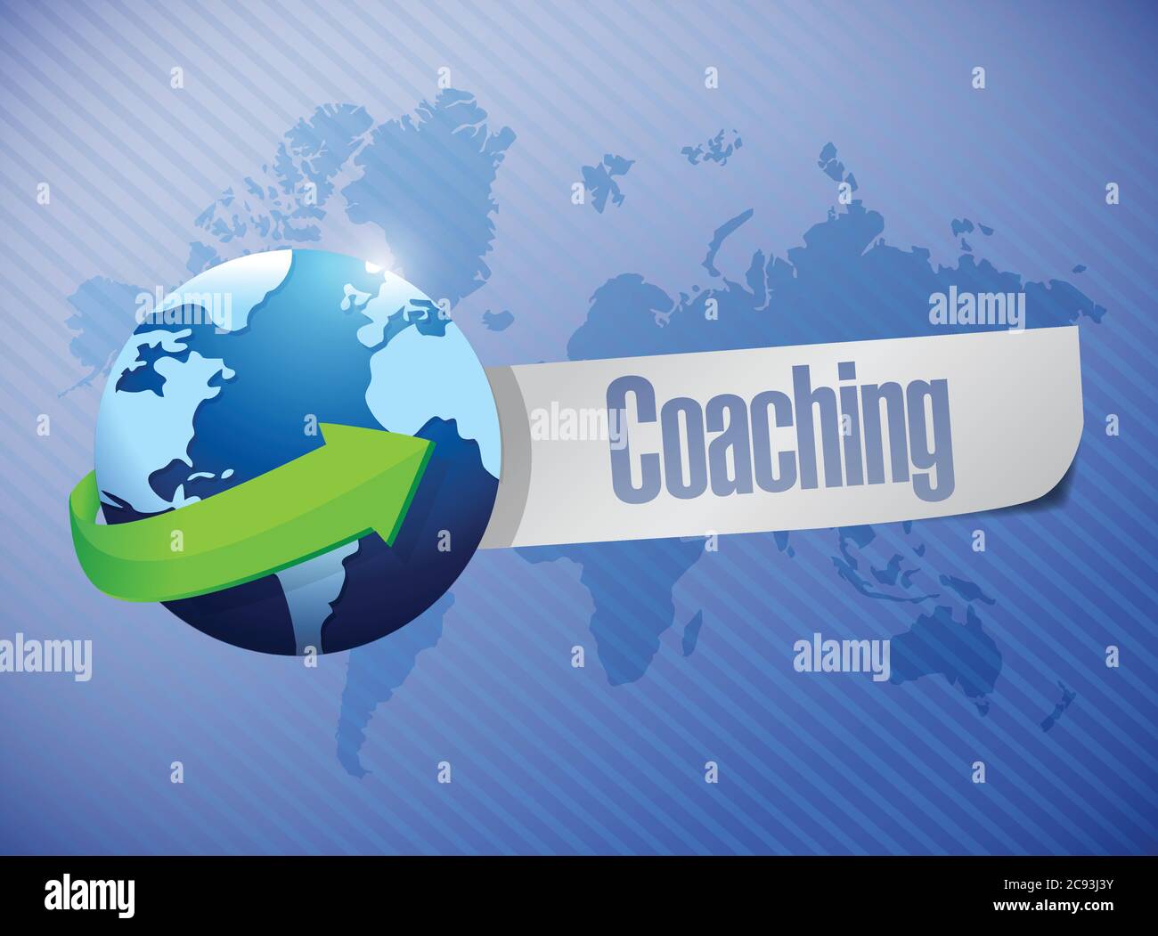 Global coaching sign illustration design over a world map background ...