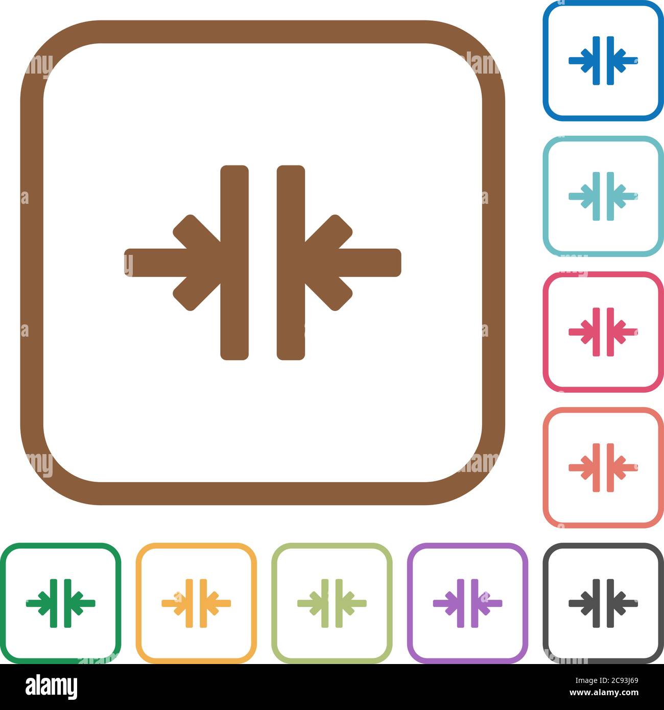 Vertical merge simple icons in color rounded square frames on white background Stock Vector ...