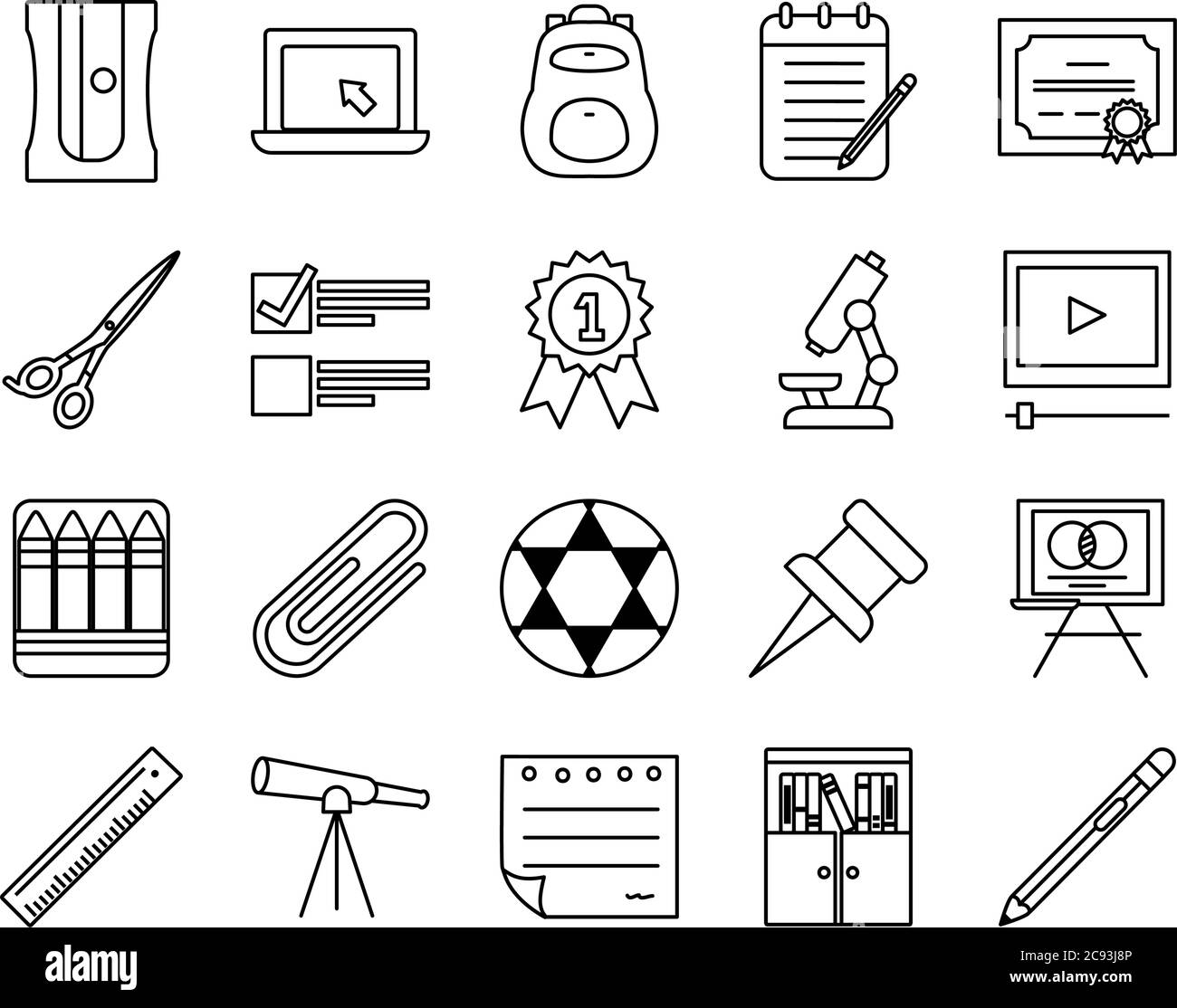 School line style icon set design, Education class lesson and knowledge ...