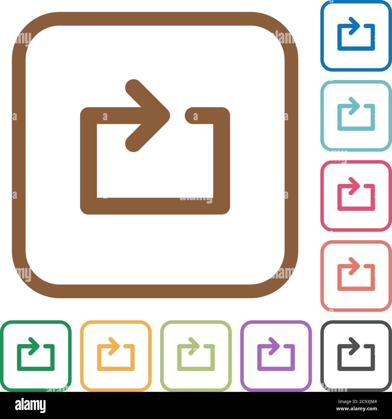 Media loop simple icons in color rounded square frames on white ...